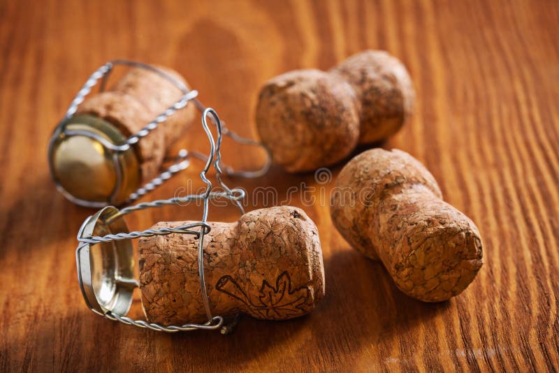 Champagne Corks on Wooden Board Stock Photo - Image of festival ...