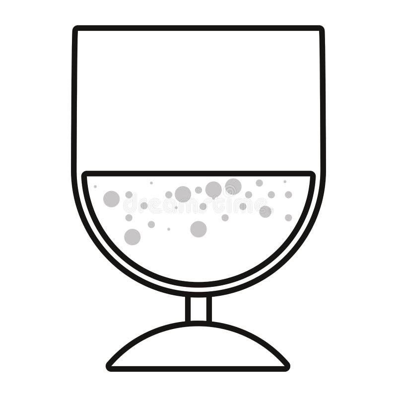 Champagne Drink on White Background Outline Stock Illustration ...