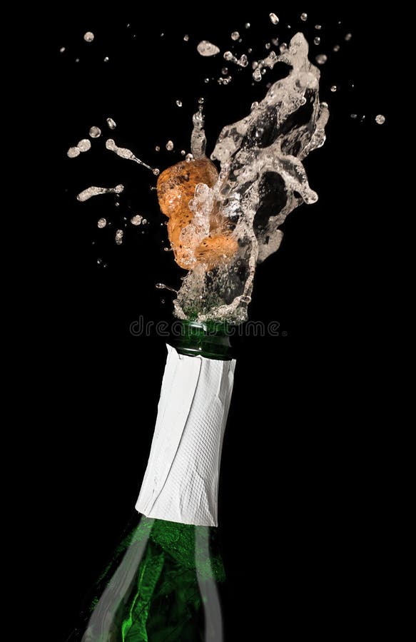 Champagne Bottle and Cork stock image. Image of splashing - 17771583