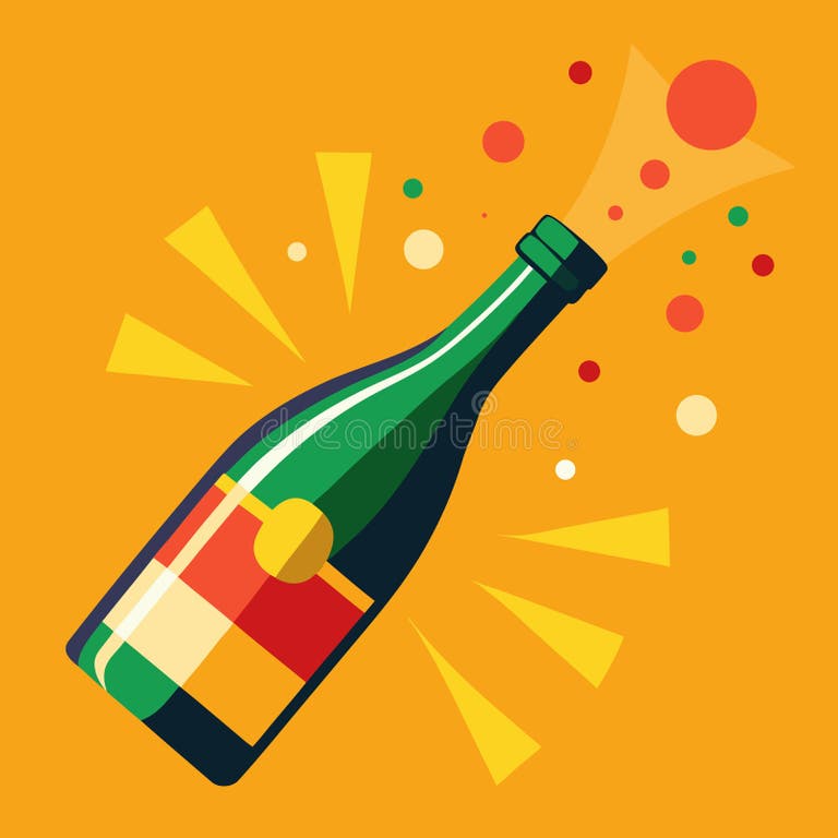 Champagne Explosion Flat Image. Champagne Bottle Popping Vector ...