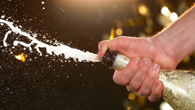 Champagne Explosion with Splashing Liquid Stock Photo - Image of ...