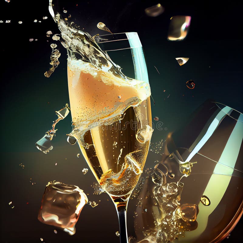 Champagne Explosion with Toast of Flutes. Stock Illustration ...