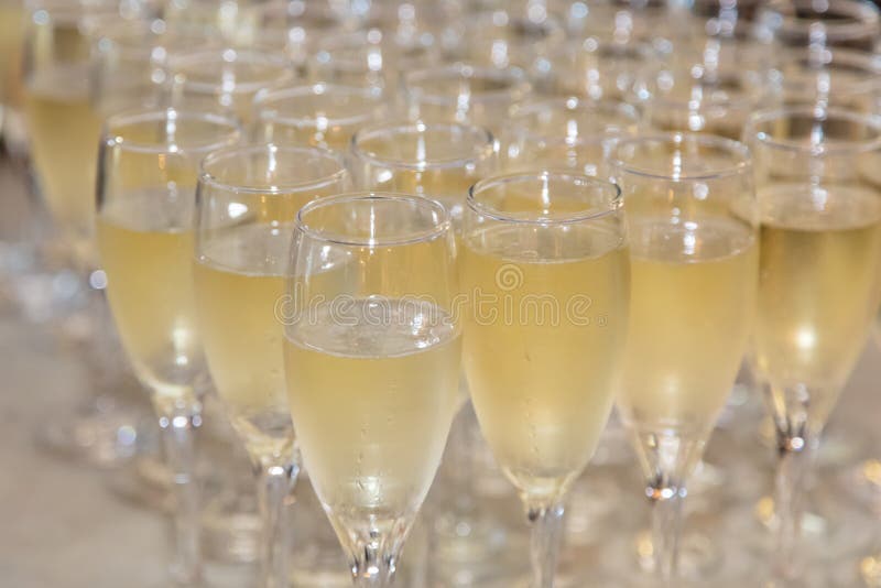 Champagne Filled Glasses stock image. Image of filled - 128455233