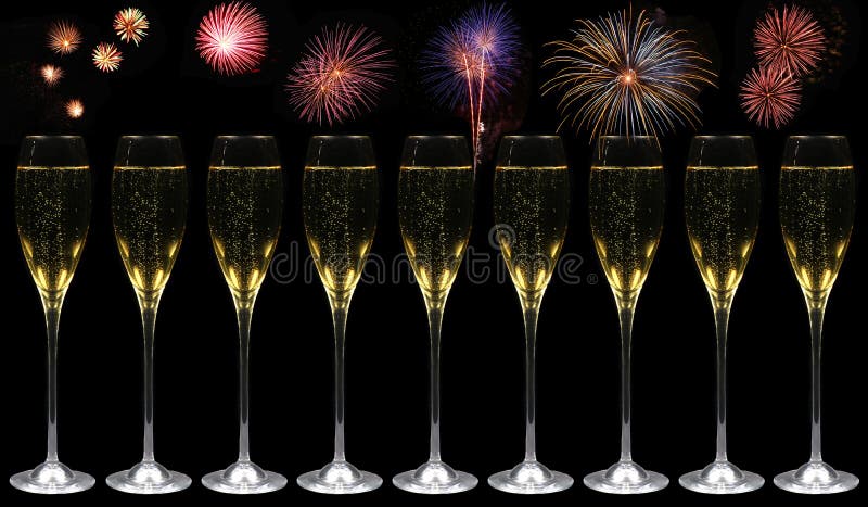 Champagne and Fireworks stock photo. Image of glass, anniversary - 7392768
