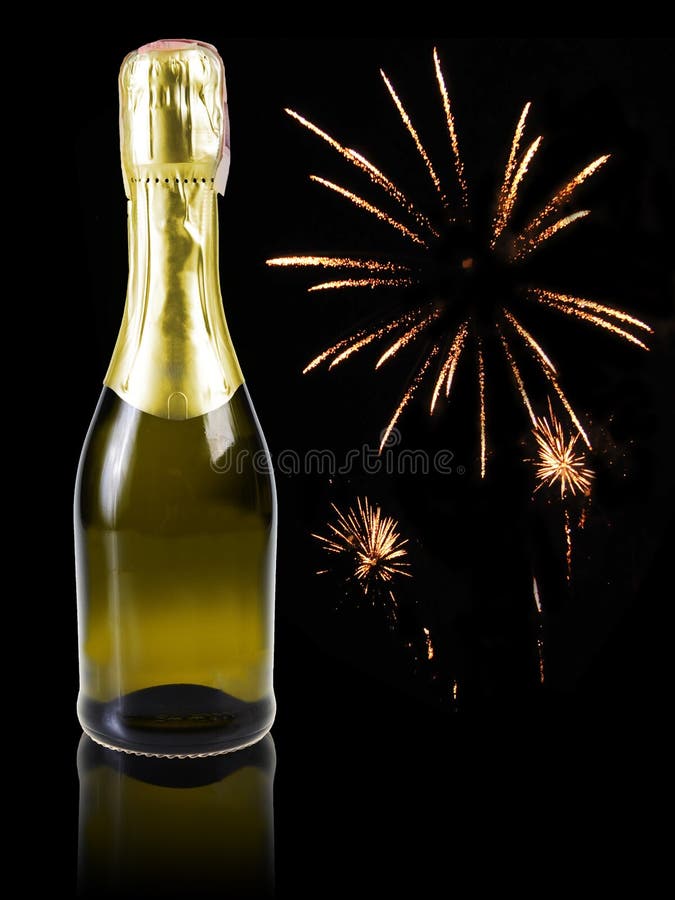 Champagne with Fireworks in the Background Stock Photo - Image of blank ...