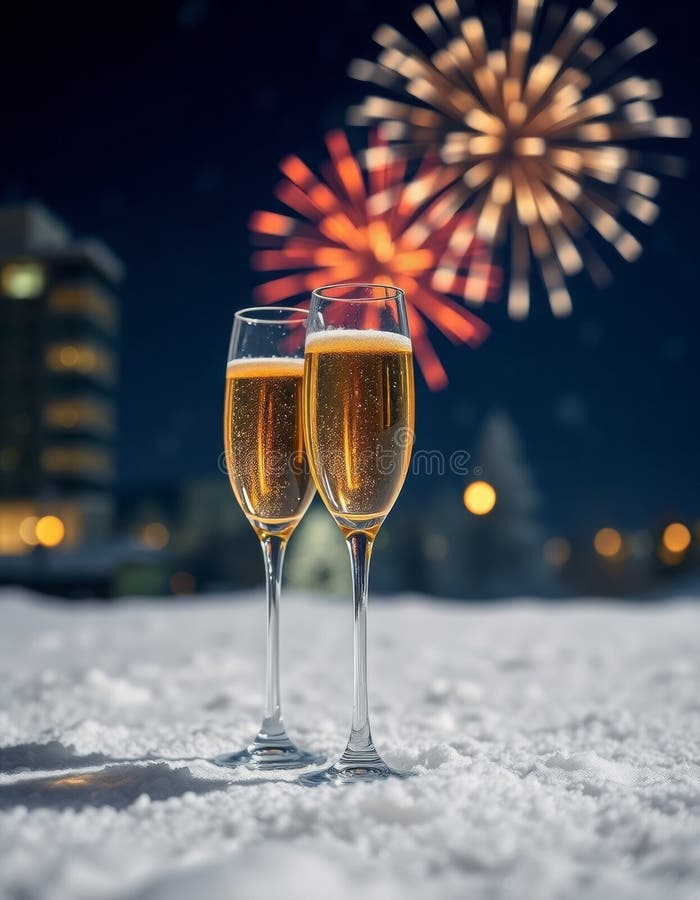 Champagne and Fireworks Celebration Stock Illustration - Illustration ...