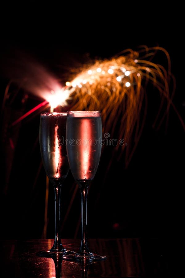 Champagne and fireworks stock image. Image of cheers - 31989407
