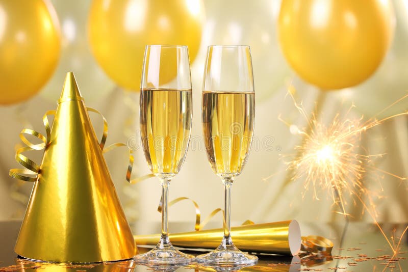 Champagne and Fireworks stock image. Image of flutes, celebrate - 7392721