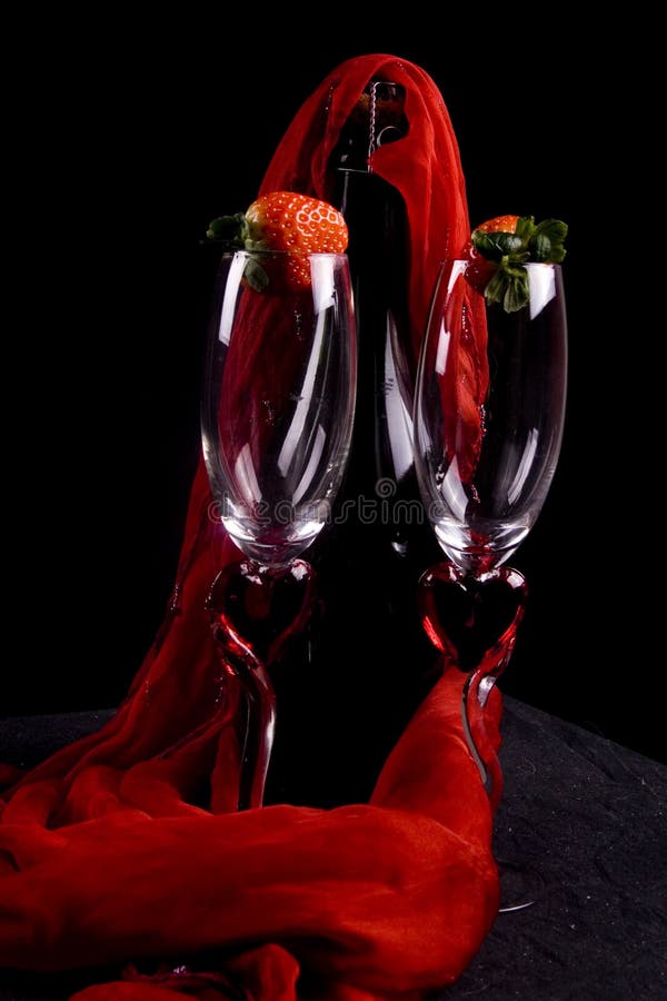 Champagne Flutes & Strawberry Stock Image - Image of love, valentine ...