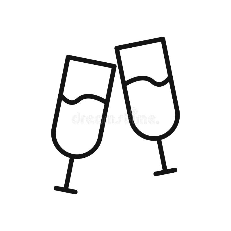 Champagne Glass Icon Symbol on White Background Stock Vector ...