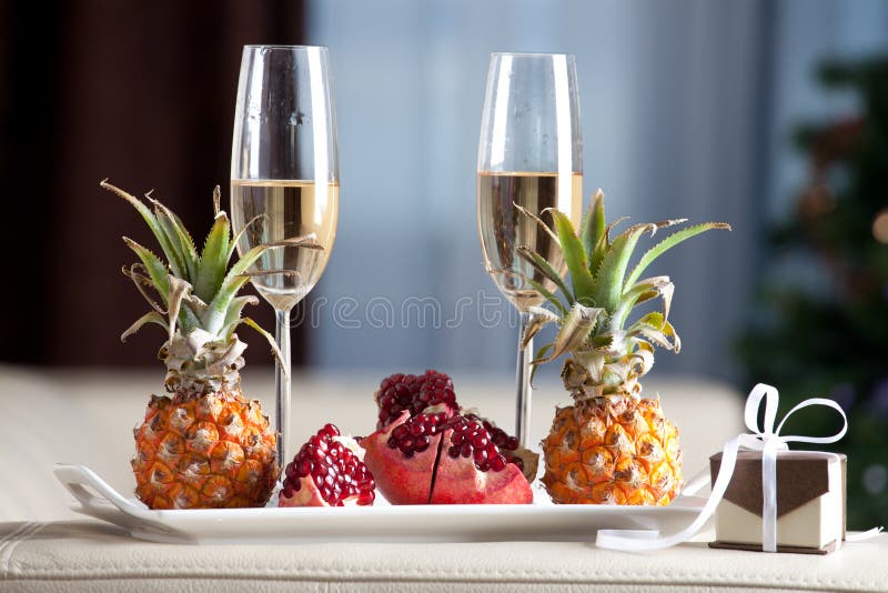 Champagne Glass Romantic Dinner Stock Photo - Image of flute, dessert ...