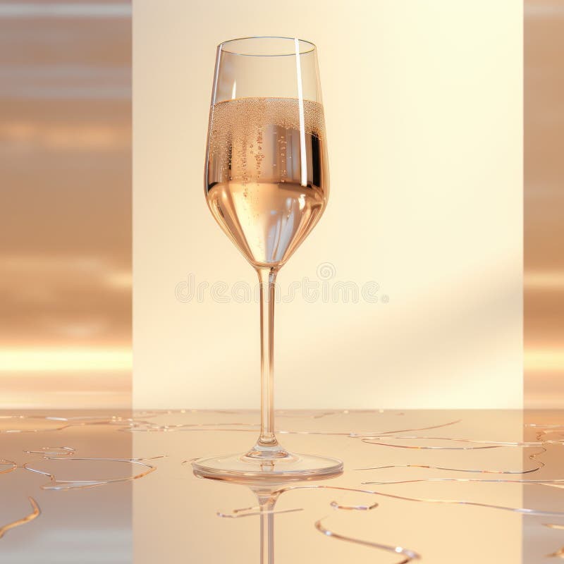 Sparkling Champagne Glass on Light Pink and Amber Background Stock ...
