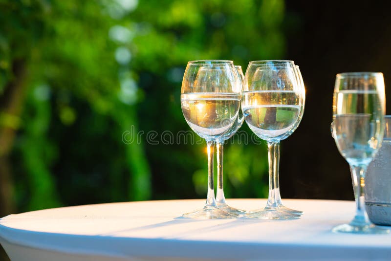 Champagne Glasses On The Buffet Table Table Setting For A Buffet At A