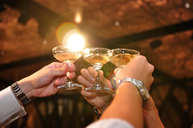 Champagne Glasses Cheers with Lens Flare Stock Image - Image of ...
