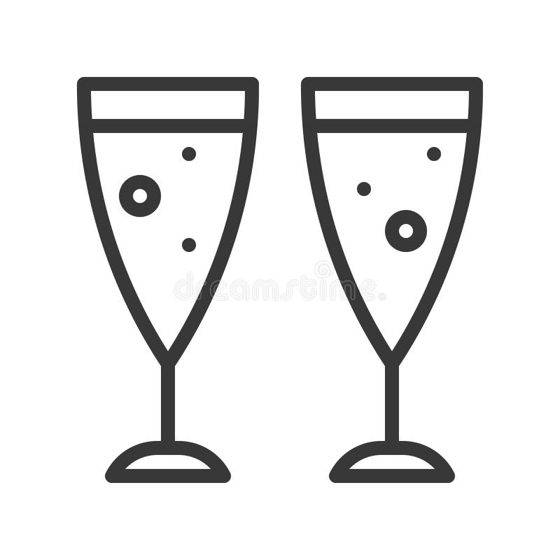 Champagne Glasses, Party Theme Editable Line Icon Stock Vector ...