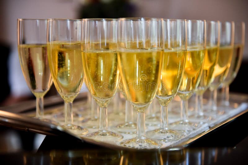 Champagne Glasses on a Tray Stock Photo - Image of sparkle, cocktail ...