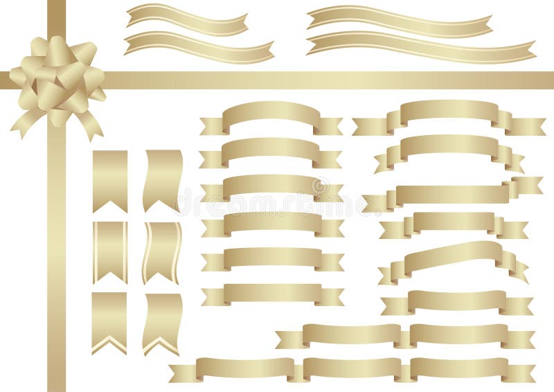 Champagne Gold Ribbon Vector Illustration Set on a White Background ...