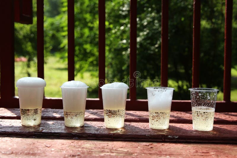 Champagne in plastic cups stock image. Image of alcohol - 75267847