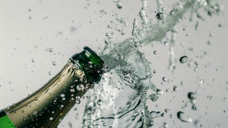 Champagne Pours from Bottle into Glass, Creating Bubbles in the Liquid ...