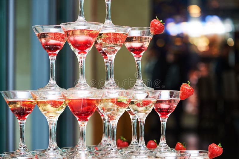 Champagne Pyramid on Event, Party or Banquet Stock Image - Image of ...