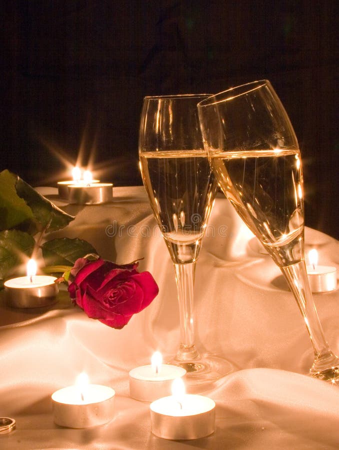 Champagne and rose stock photo. Image of reflection, dear - 13010884