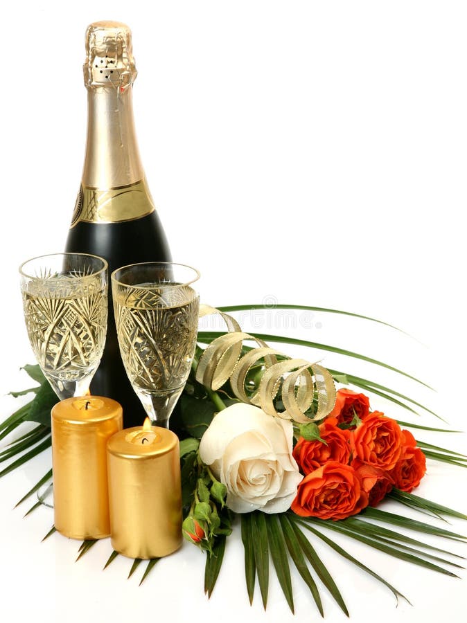 Champagne and roses stock photo. Image of celebratory - 24575948