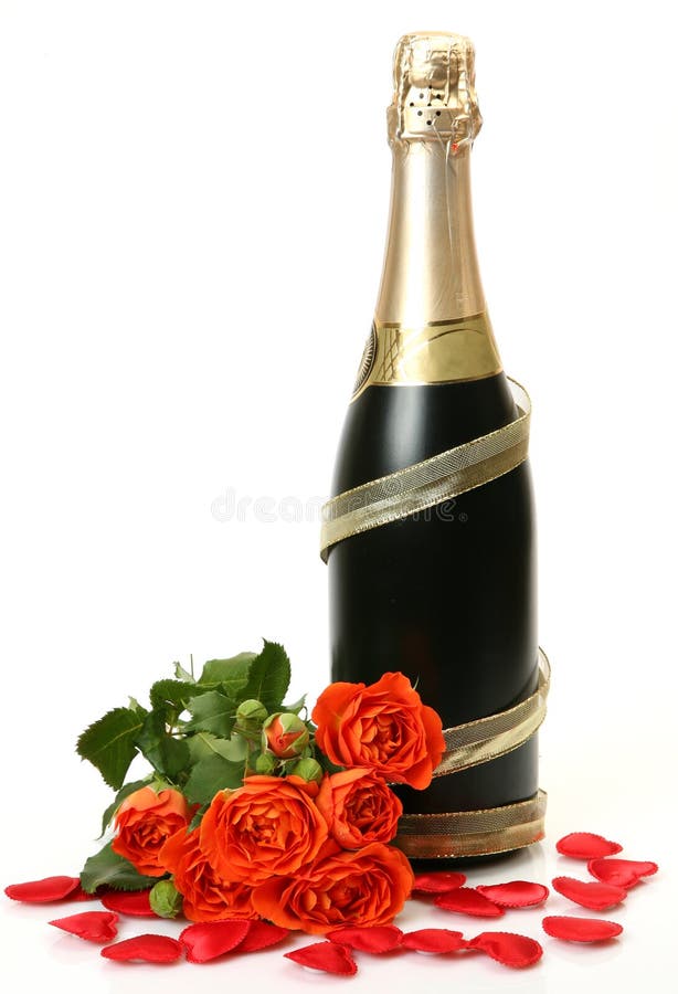 Champagne and roses stock photo. Image of celebratory - 24575948