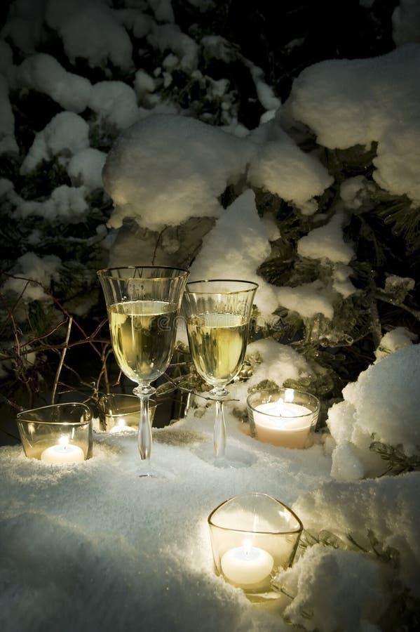 Champagne in the snow stock image. Image of celebration - 2053403
