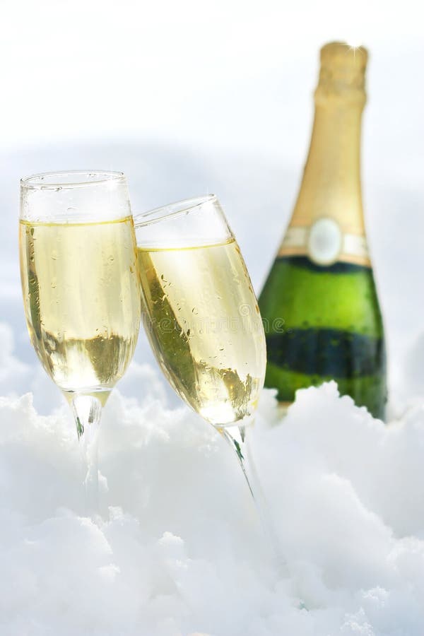 Champagne in the snow stock image. Image of celebration - 2053403