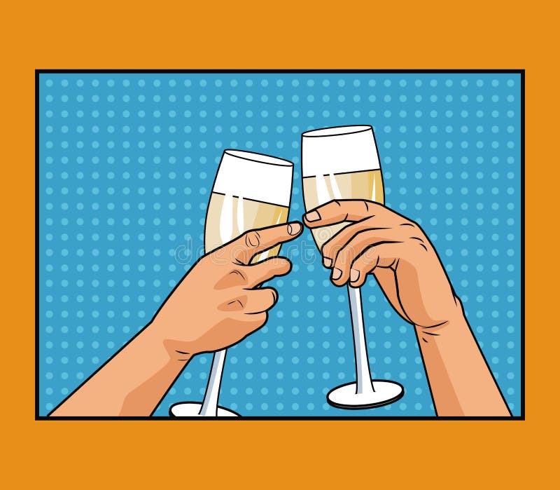 Toast Glass Champagne Pop Art Stock Illustrations 315 Toast Glass
