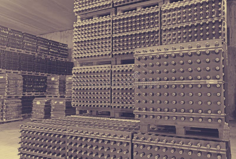 Champagne Wine Going through Secondary Fermentation Process Stock Image ...