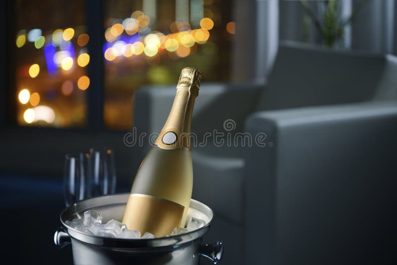 Champaign in the Hotel Room Stock Image - Image of sparkling, party ...