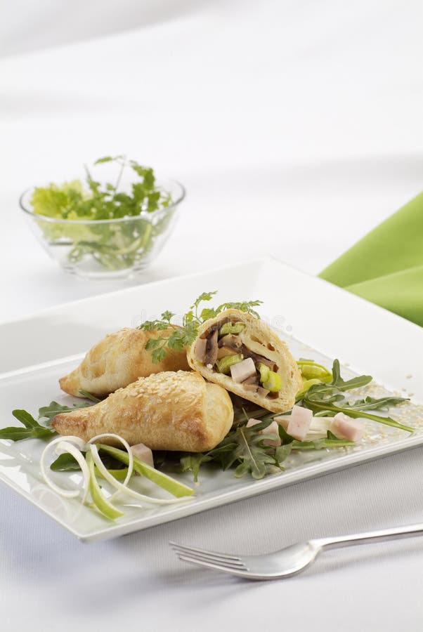 Champignon and Chicken Ham Pasties Stock Photo - Image of close, food ...
