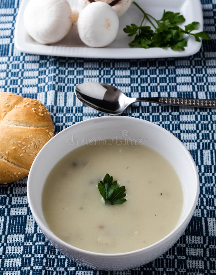 Champignon Soup in White Bowl Stock Image - Image of fresh, diet: 60682361