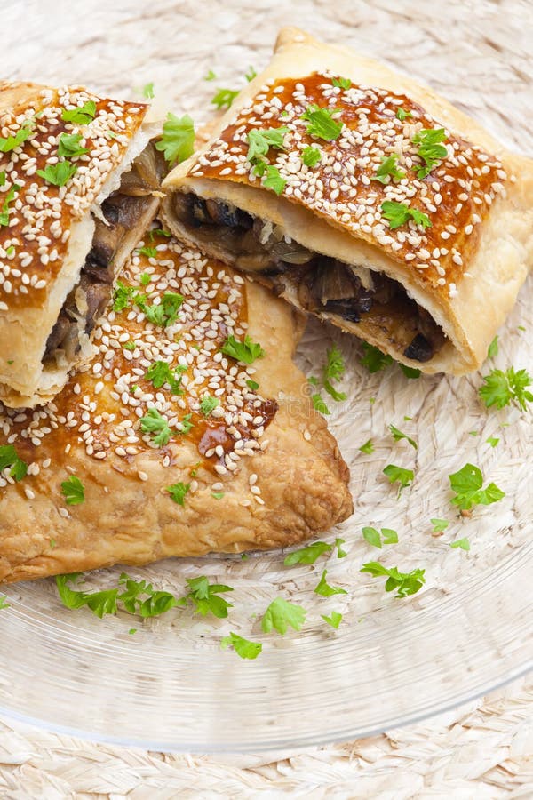 Champignons puff pocket stock photo. Image of closeup - 154183646