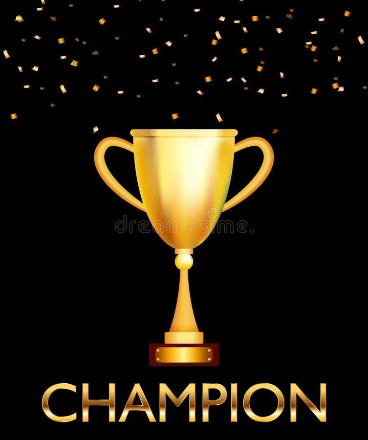 Winner Trophy Gold Cup with Laurel Wreath. Vector Illustration Stock ...