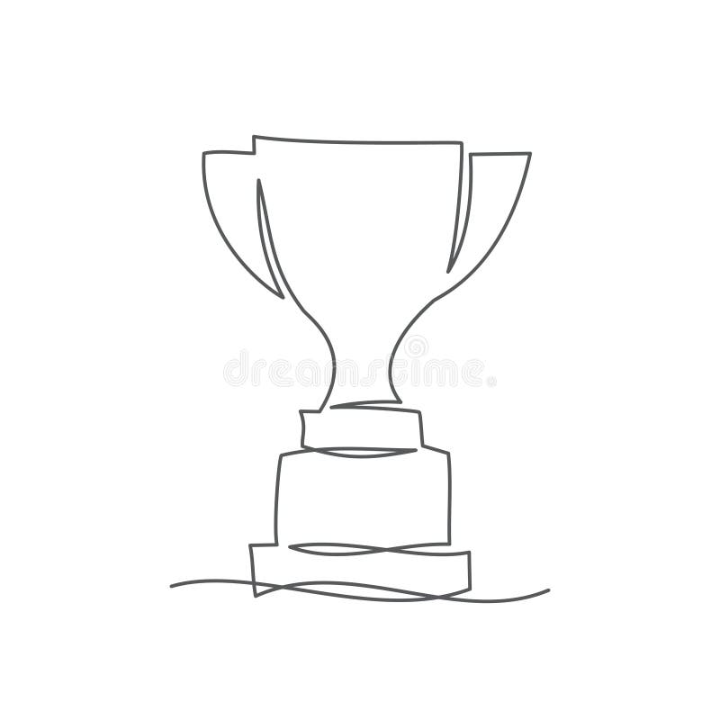 Champion Cup One Line Drawing on White Stock Vector - Illustration of ...