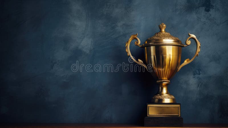 Champion Golden Trophy on Table Stock Illustration - Illustration of ...