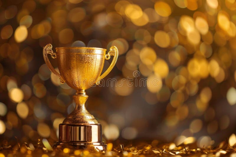 Champion Golden Trophy Winning Cup with Shiny Reflections on Surface ...