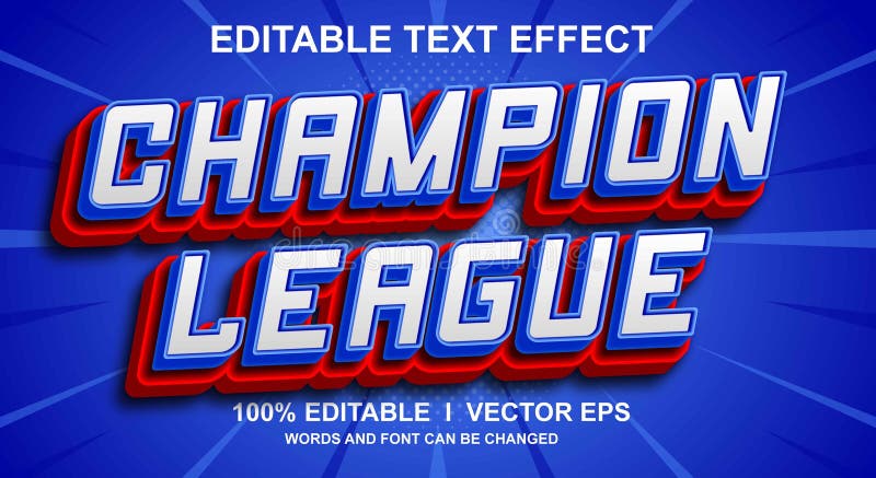 Champion League Vector Text Effect with Modern Style Design Stock ...