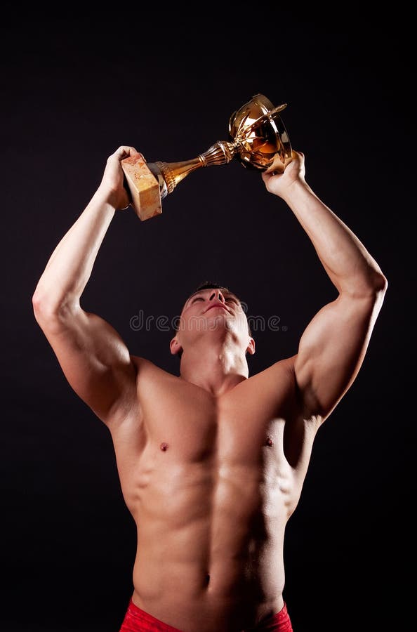 Champion Lifting Up His Cup Stock Image - Image of isolated, champion ...