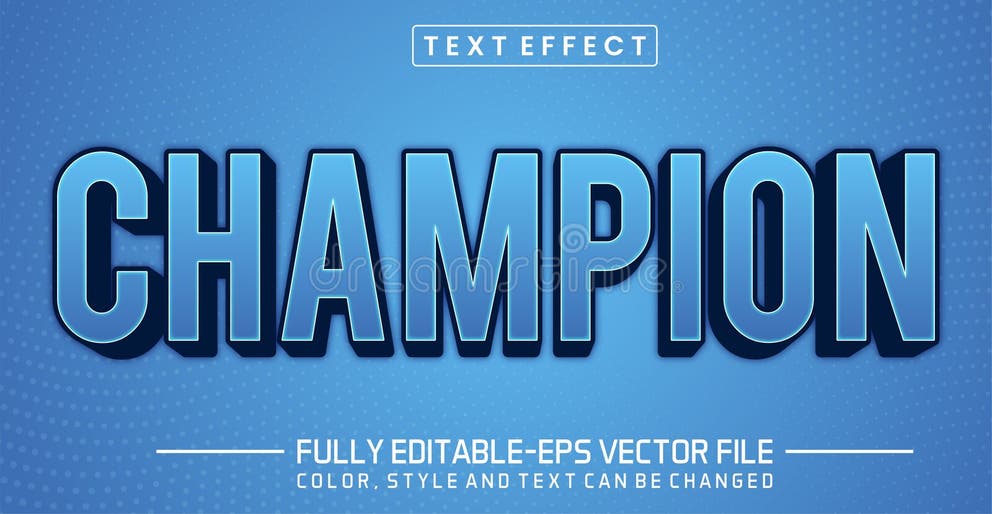 Champion Text Editable Style Effect Stock Vector - Illustration of ...