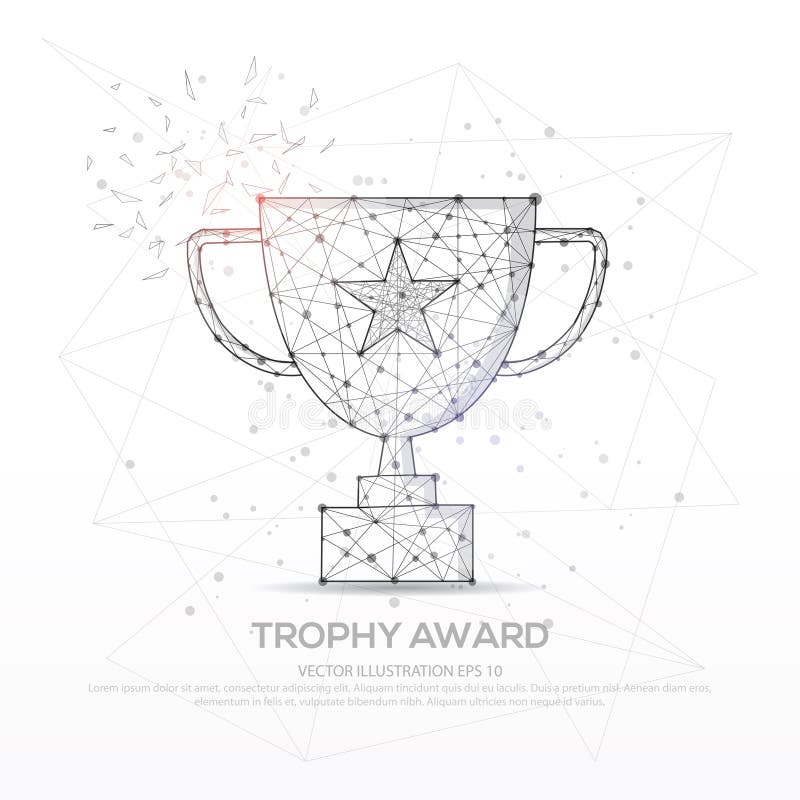 Champion Trophy Award Mesh Line Low Poly Wire Frame Isolated Vector ...