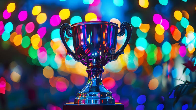 Champion Trophy in Colorful Lights Stock Illustration - Illustration of ...