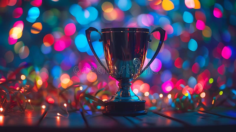 Champion Trophy in Colorful Lights Stock Illustration - Illustration of ...
