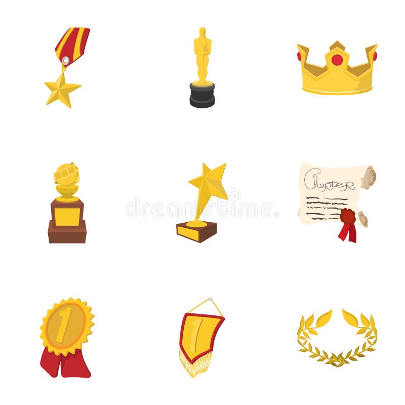 Championship Icons Set, Cartoon Style Stock Vector - Illustration of ...