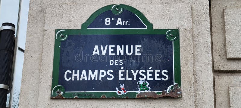 Champs Elysees Paris France Sign Editorial Stock Photo - Image of ...