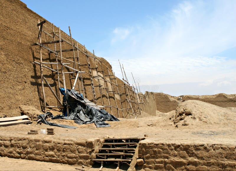 Chan Chan Restoration Work stock photo. Image of destruction - 7057034