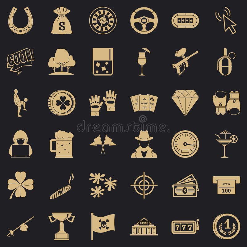 Chance Icons Set, Simple Style Stock Vector - Illustration of black ...