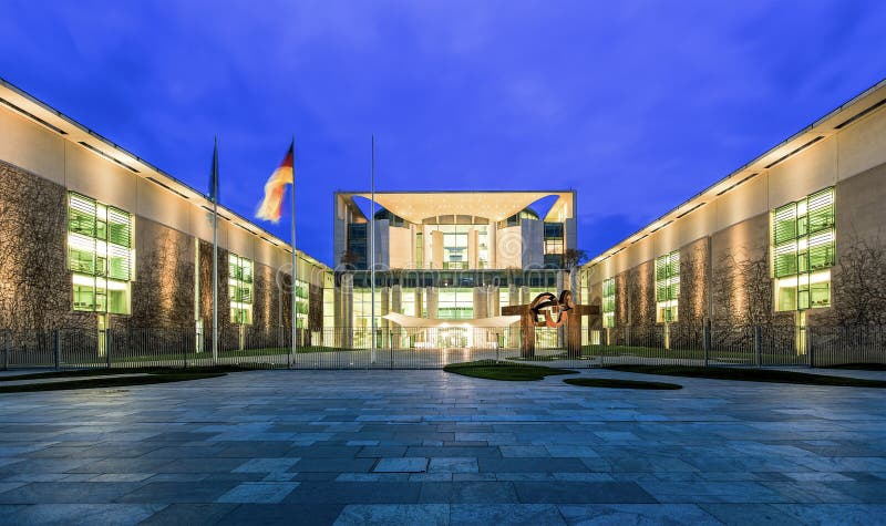 Chancellery in Berlin, Germany Stock Photo - Image of illumination ...